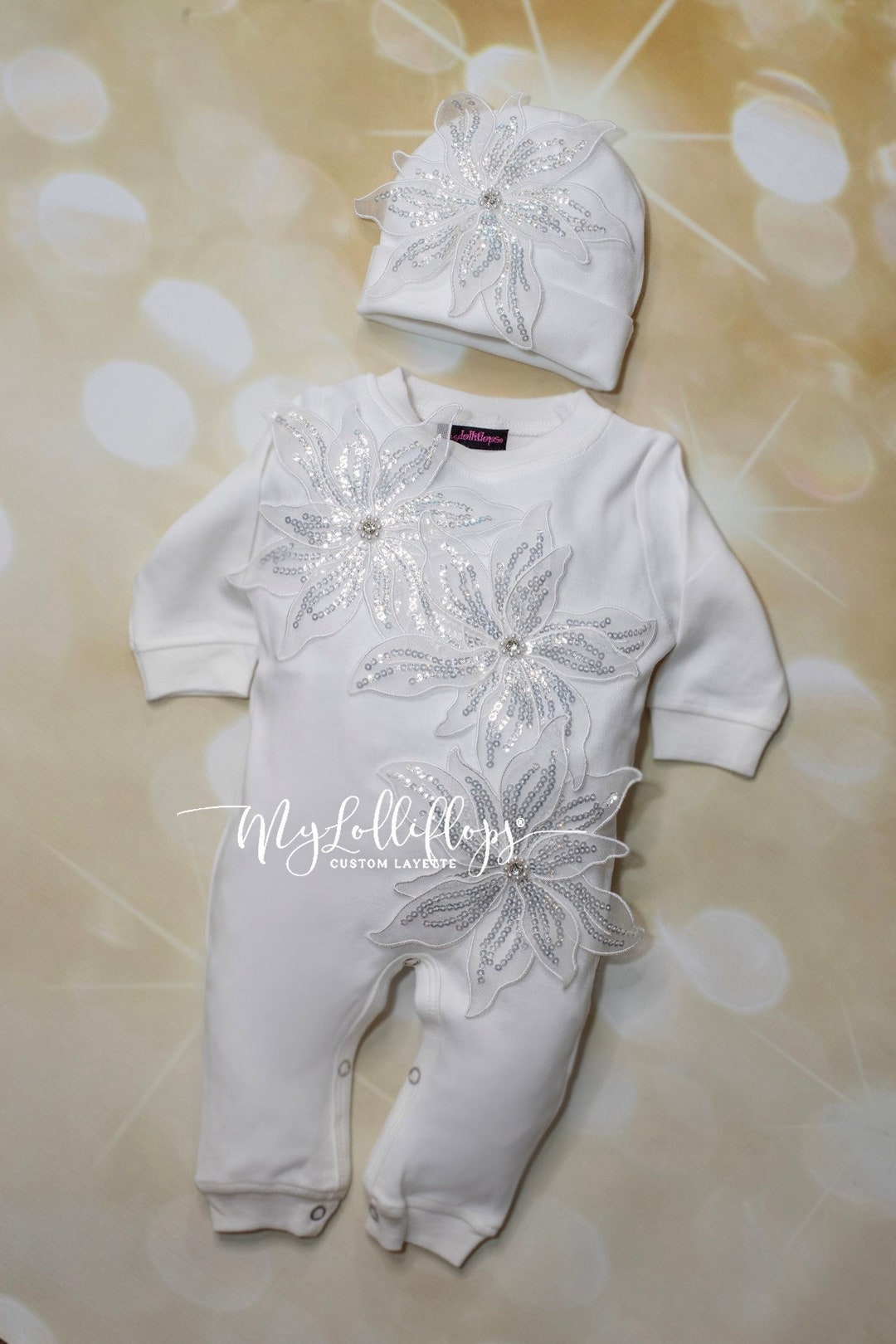 Baby Girl New Baby White Romper Newborn Layette Cotton Baby Romper With ...