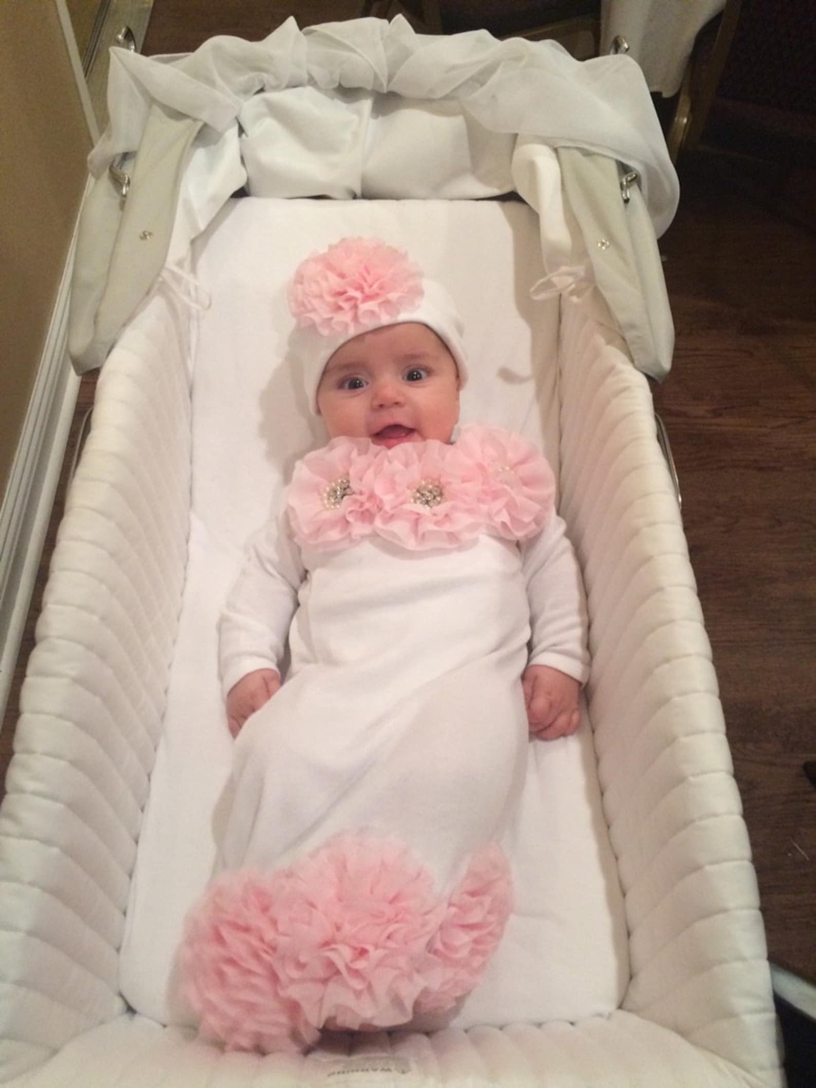 White Infant Baby Layette White Cotton Baby Gown With Light - Etsy