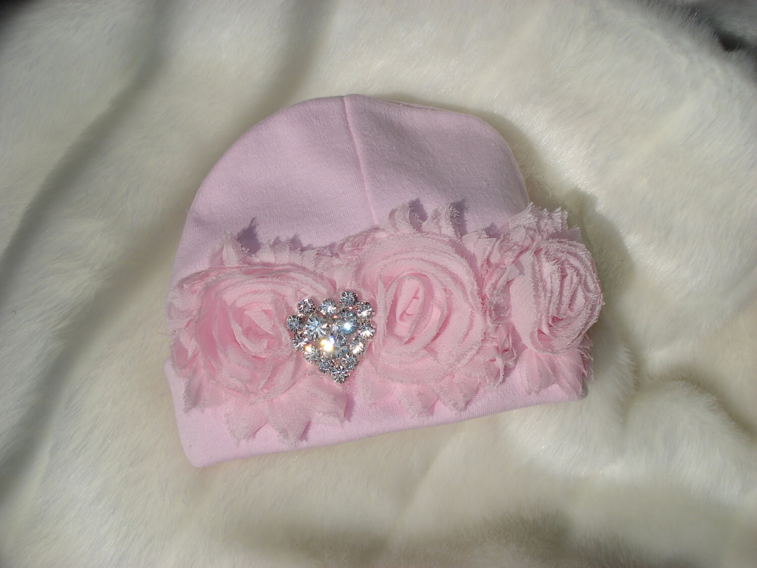 Newborn Baby Girl Pink Infant Baby Girl Beanie Hat With - Etsy