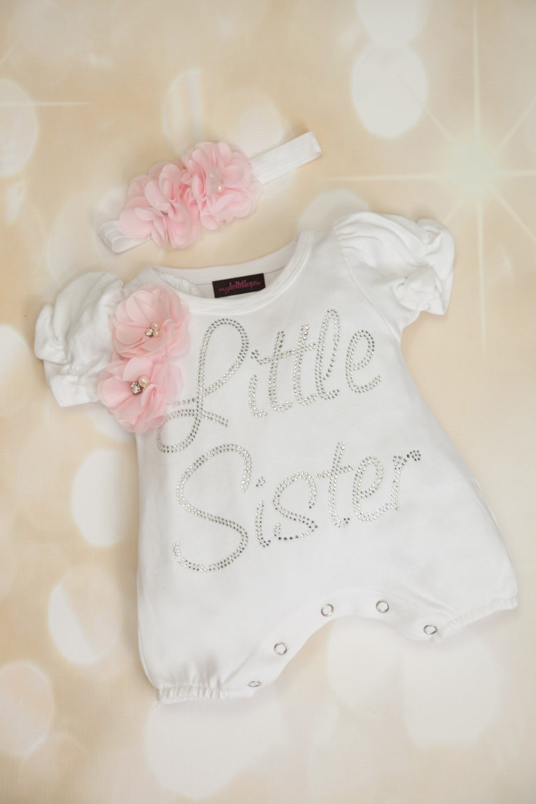 Bubble Romper Baby Girl Romper Set Little Sister White Infant One Piece ...