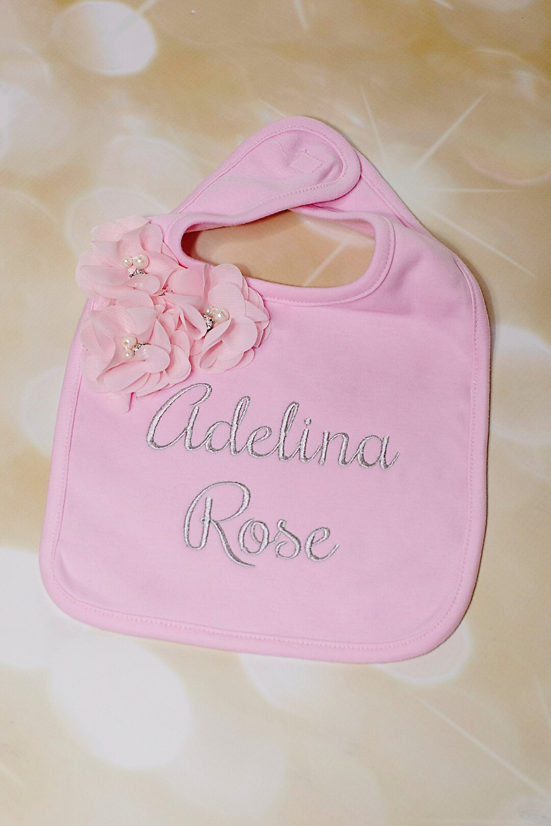 Baby Girl Personalized Pink Bib Baby Girl Bib Embroidered With - Etsy
