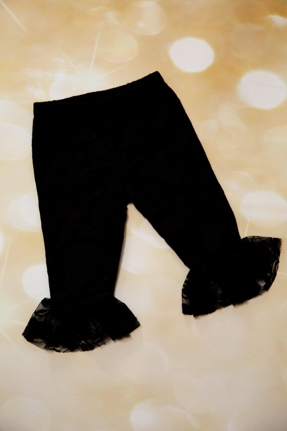 Black Lace Ruffle Pants Baby Girl Lace Pants | Etsy