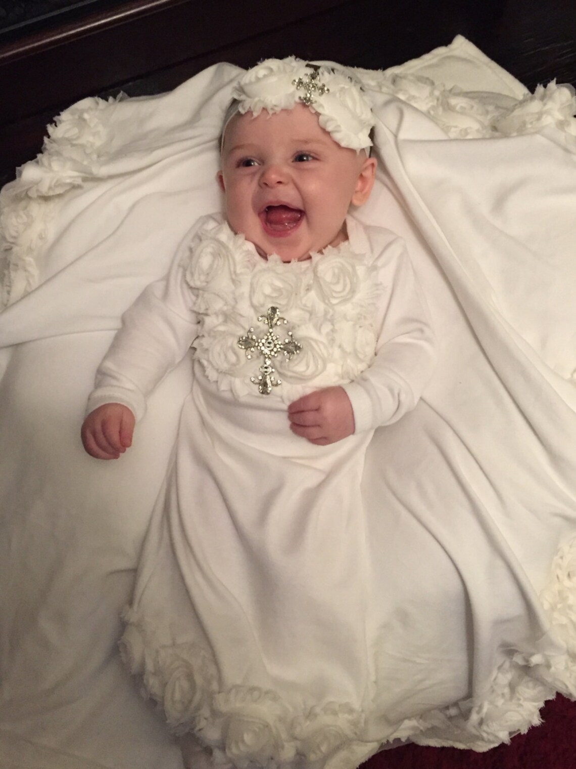 Infant Baby Girl Layette White Cotton Baby Gown With off White - Etsy