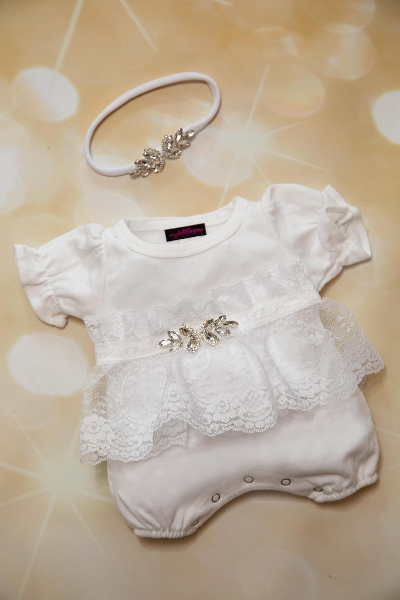 Baby Girl Lace Romper Infant Baby Layette White Cotton Bubble Romper ...
