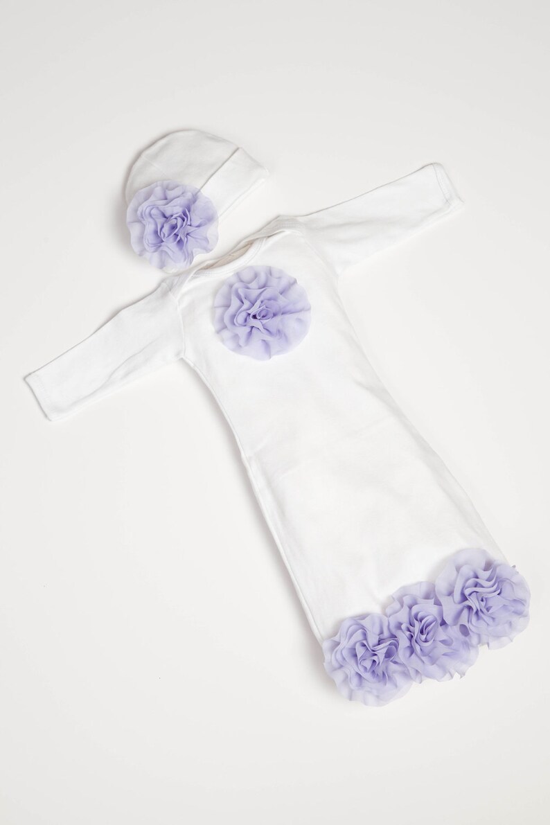 Infant Baby Layette White Cotton Gown With Lavender Chiffon - Etsy