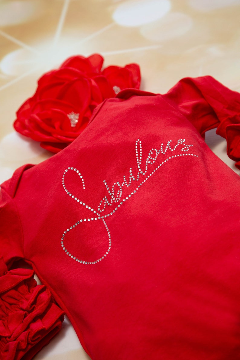 Baby Girl Red Ruffle Romper Fabulous in Rhinestones Red Infant - Etsy