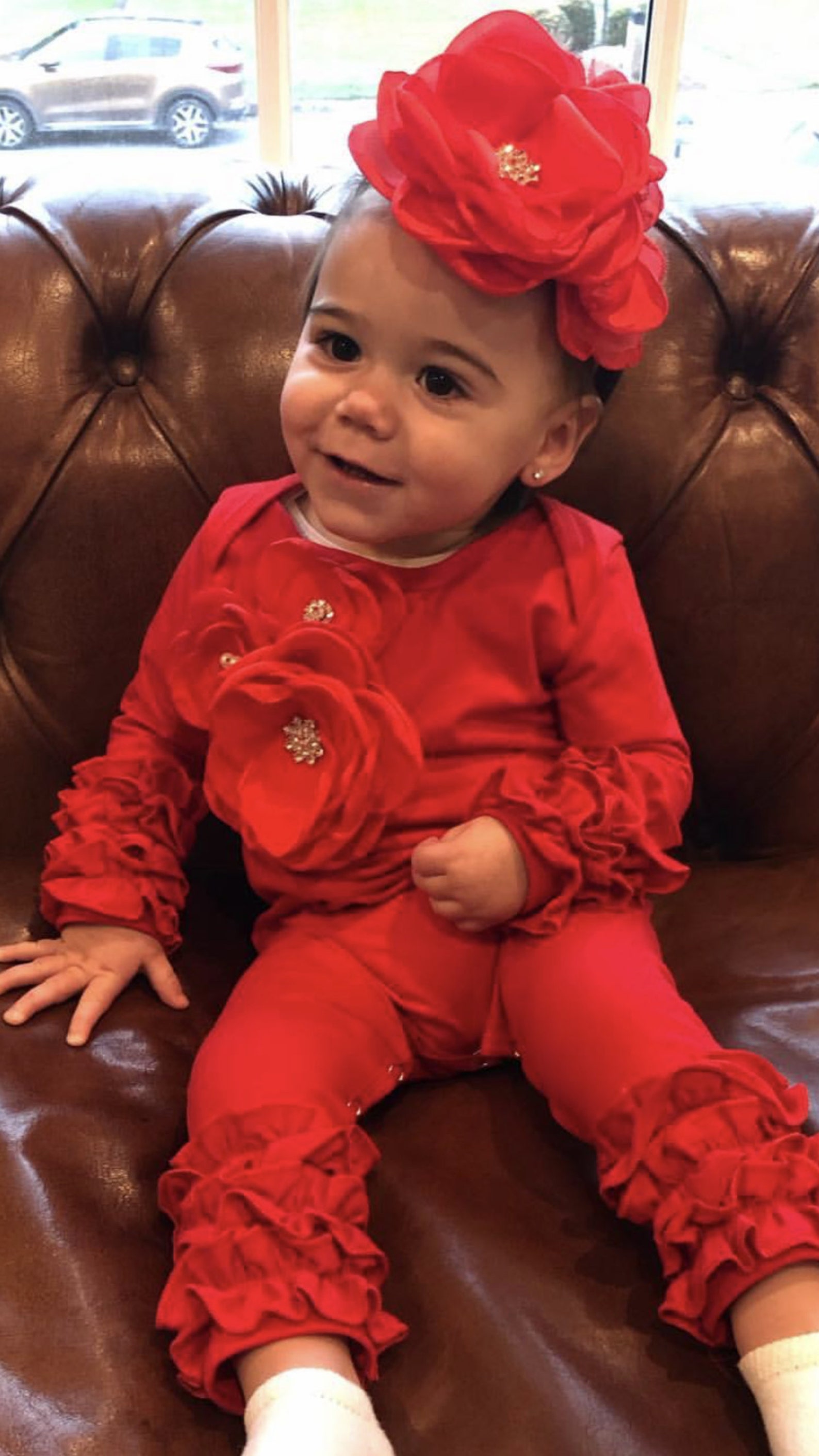 Baby Girl Red Romper Holiday Ruffle Red Infant Layette Cotton | Etsy