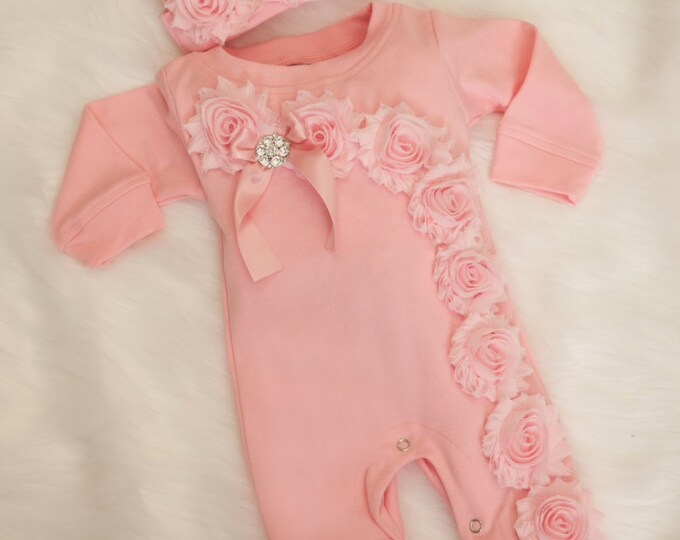 Baby Girl Pink Romper Baby Girl Romper Set Infant One Piece Set With ...