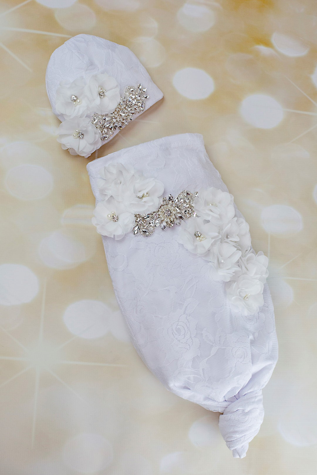 Newborn Baby Girl White Lace Baby Sack White Infant Layette Cotton Lace ...