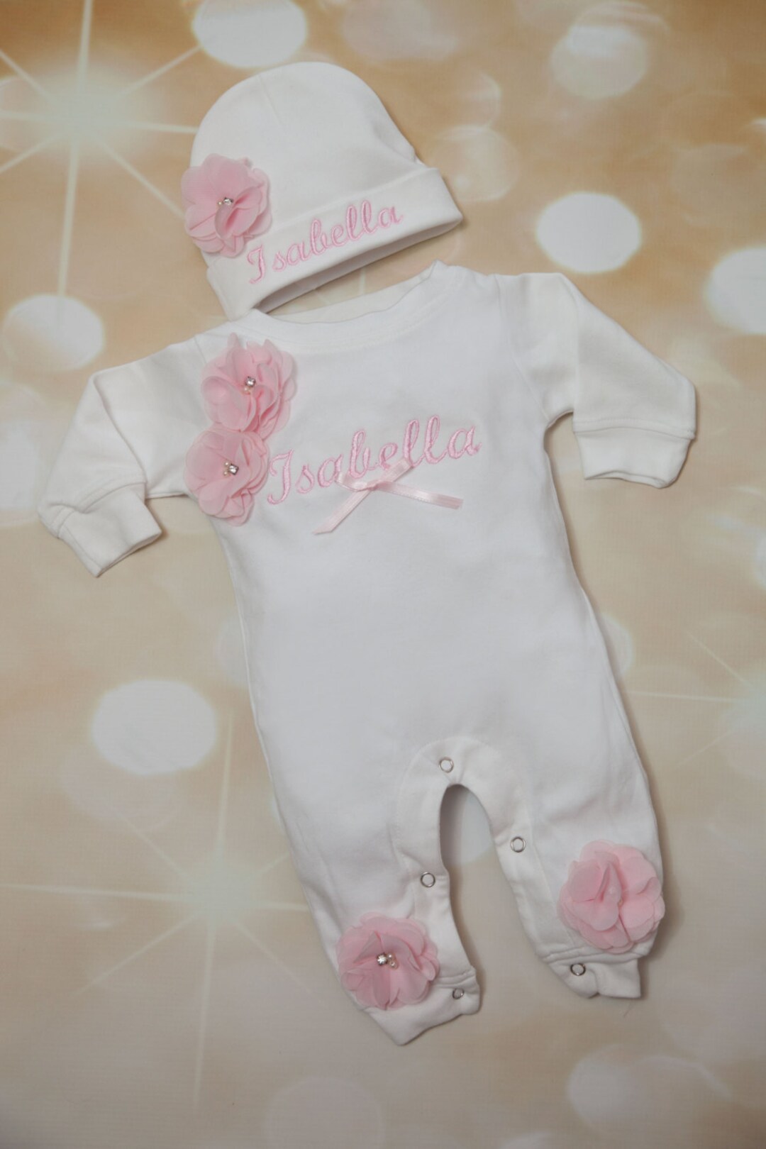 Baby Girl Romper Personalized White Romper Set Embroidered Infant One ...