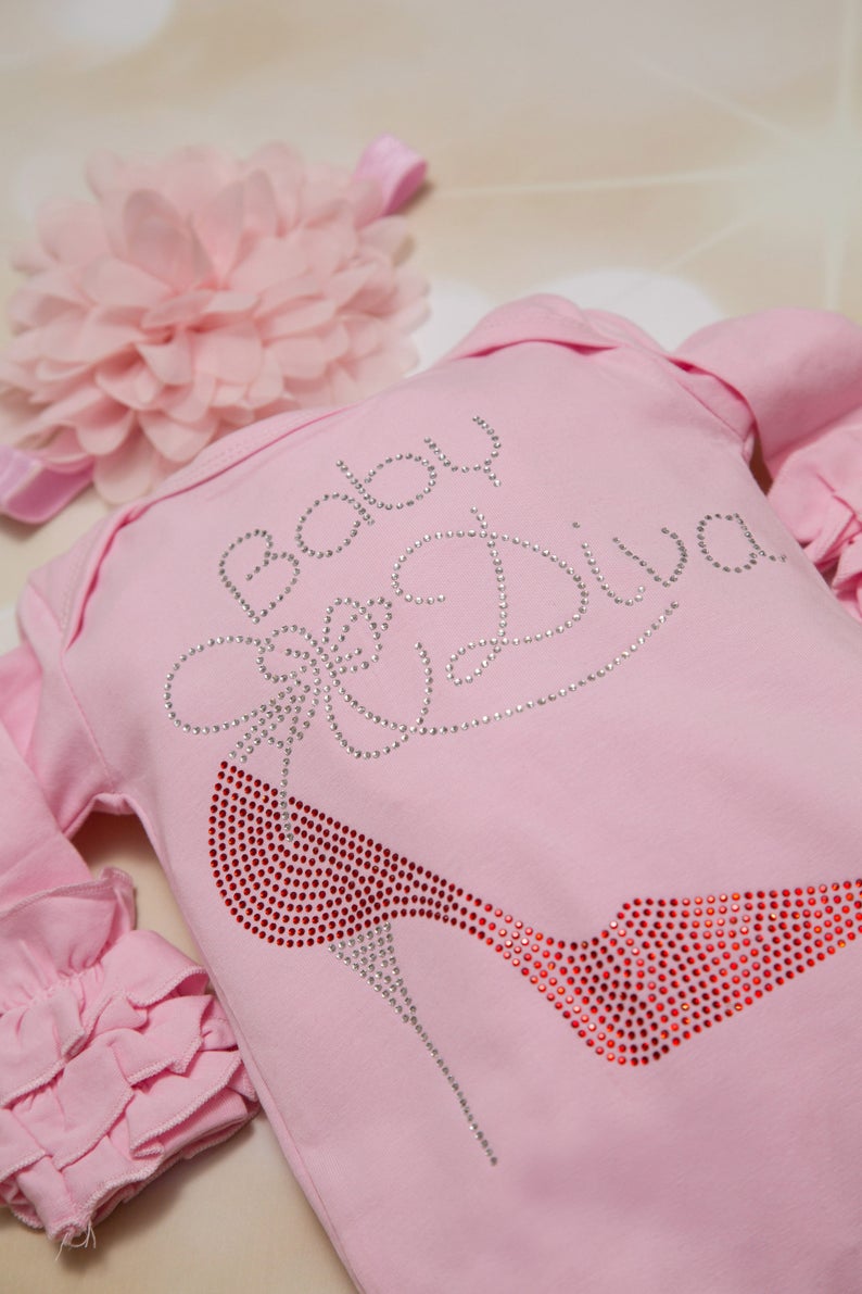 Baby Diva Infant Pink Ruffled Layette Cotton Baby Romper With - Etsy