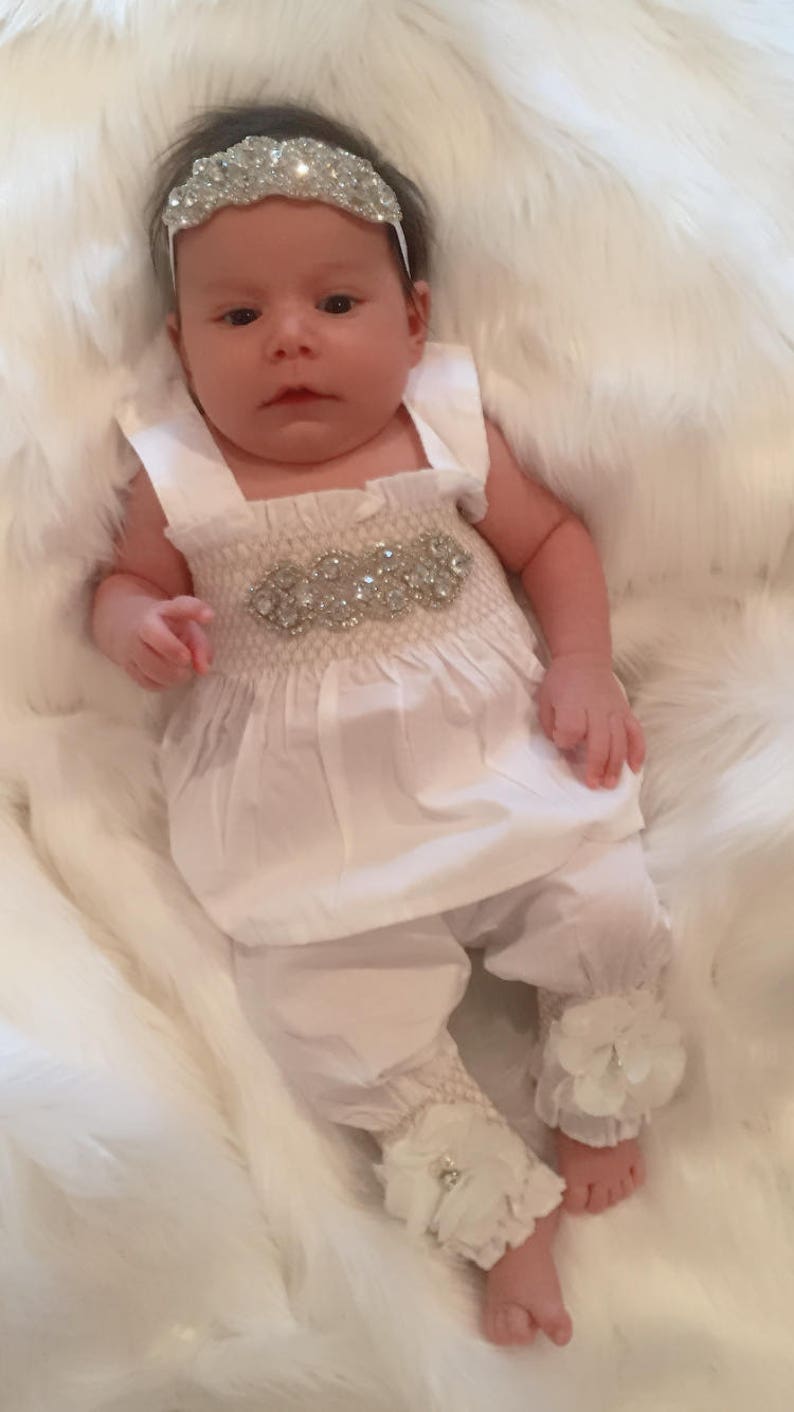 Baby Girl White Romper Set Baby Girl Rhinestone Romper Set | Etsy