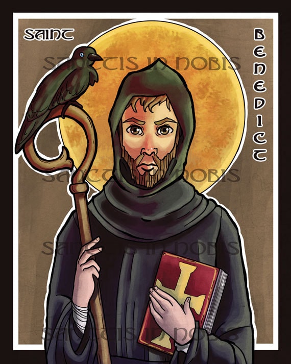Saint Benedict Icon Catholic Art Print Iconography | Etsy