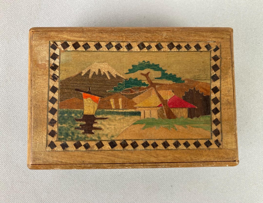 Vintage Puzzle Box, Japanese, Hand Painted, Known as 