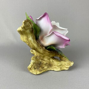 Vintage Porcelain Rose, Rose Sculpture, Figurine, Pink and Cream Rose ...