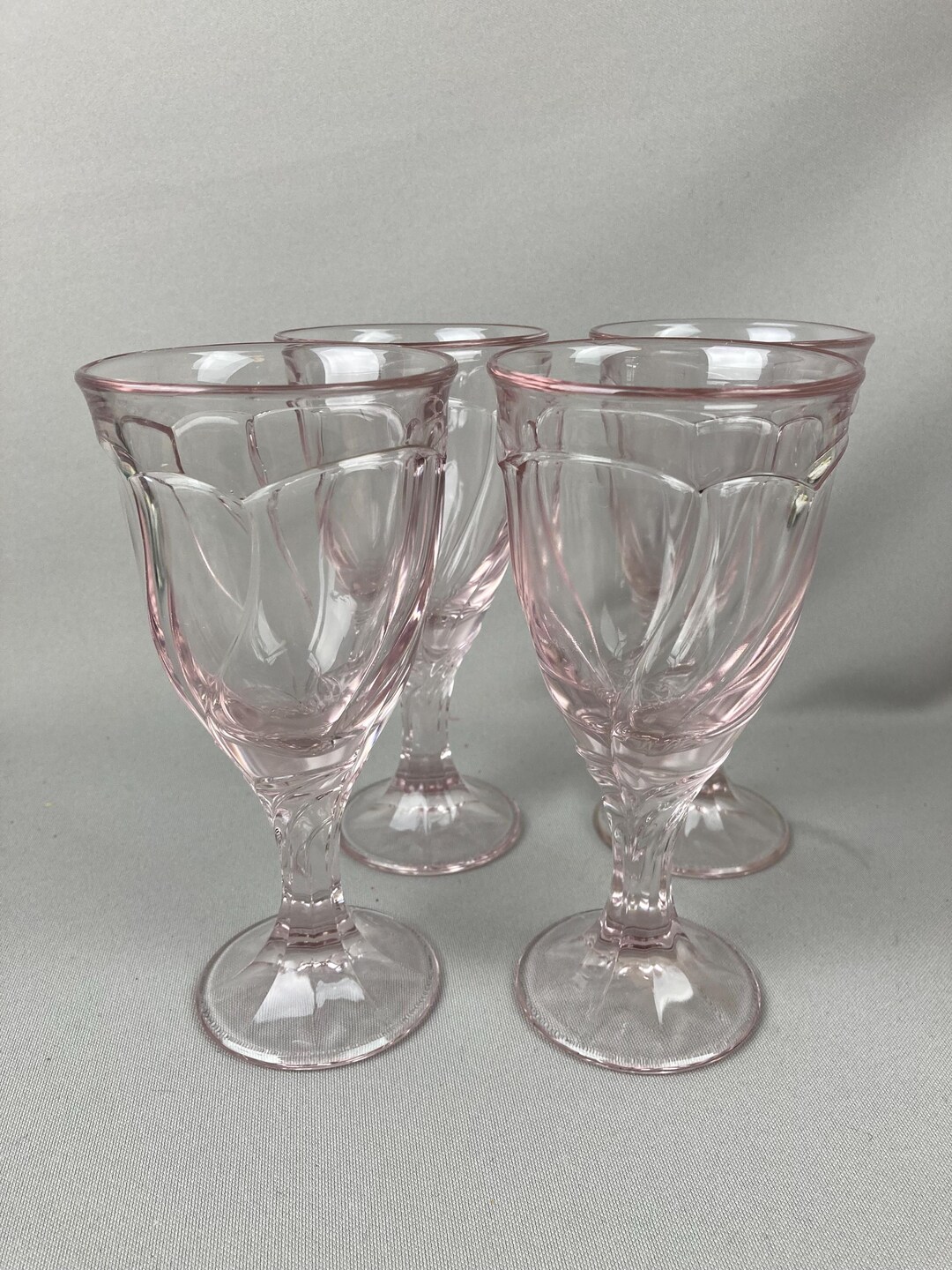 Vintage Set of 8 Goblets, Noritake, sweet Swirl, Light Pink Goblets, 6 ...