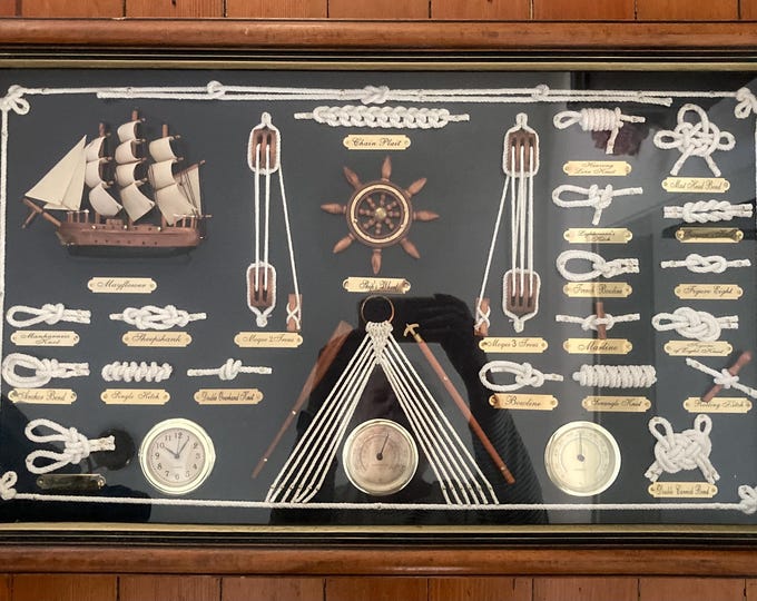 Vintage, Nautical Shadow Box,sailor's Knot Board, 3-d,mariner's Knots ...