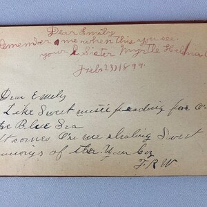 Antique Autograph Book, Late 1800's, Printed to Emily Overton on Her ...