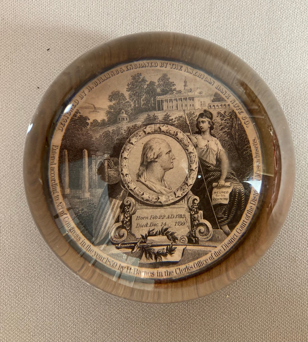Antique George Washington Paperweight Mount Vernon - Etsy