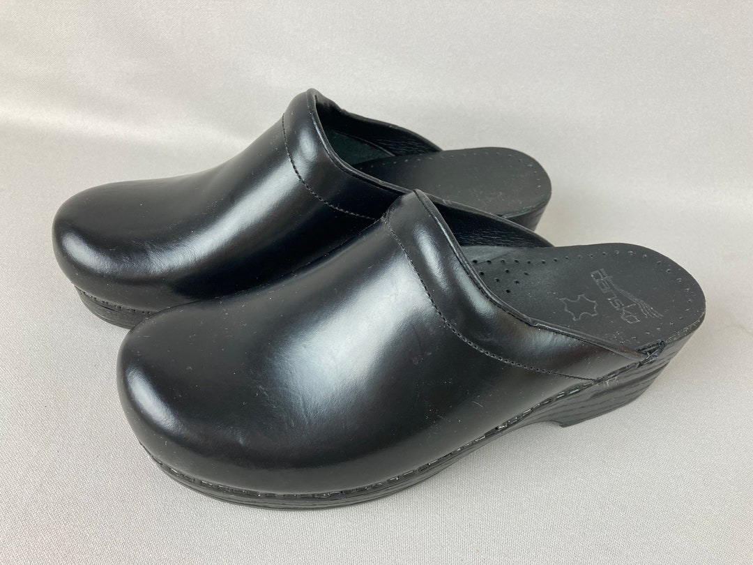 Vintage Dansko Clogs, UNUSED Clogs, Black Leather, Traditional Clog ...