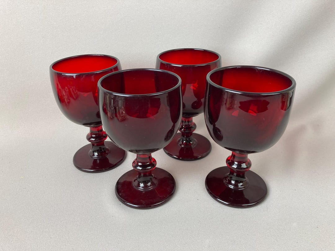 Vintage Set of 8 Goblets, Hoffman House, Imperial Glass, Ruby Red ...
