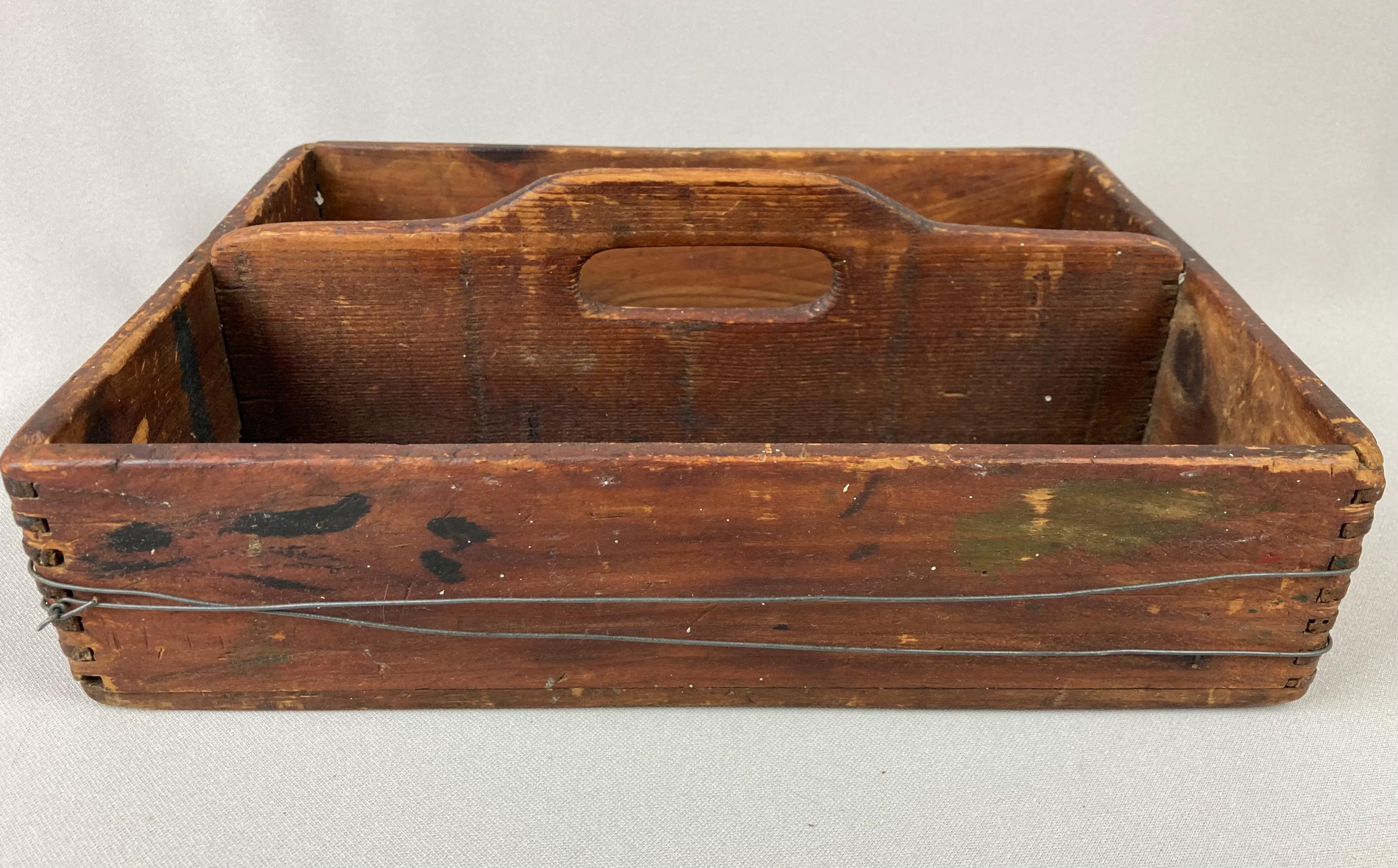 Antique Wooden Cutlery Box, Divided Toolbox With Divider, Solid Wood ...