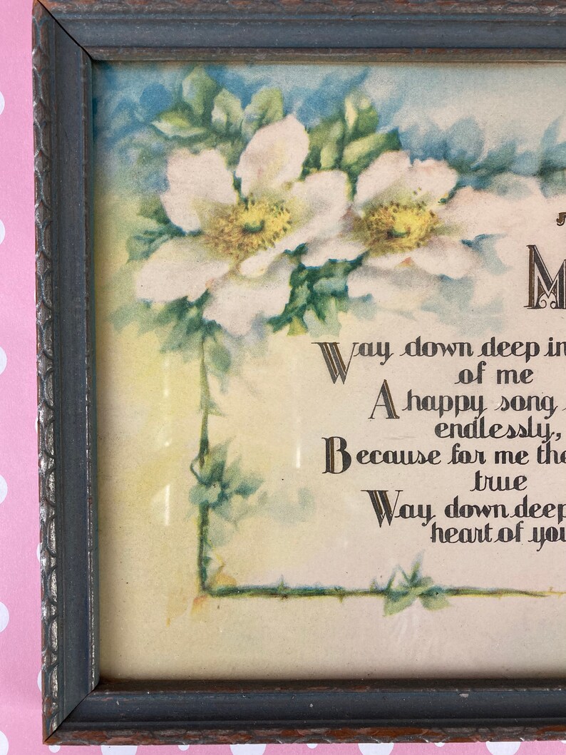 Vintage Framed Poem Poem for Mother Mother's Day Framed - Etsy