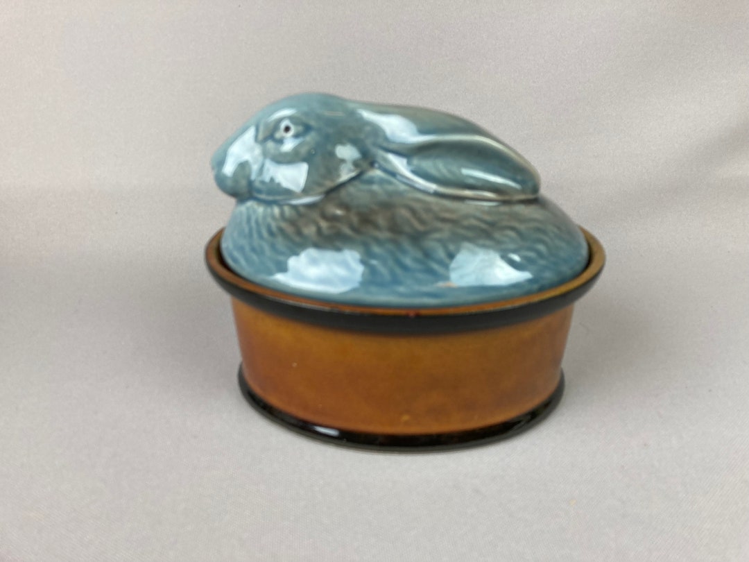 Vintage "secla" Small Rabbit Casserole, Made in Portugal, Blue Gray ...
