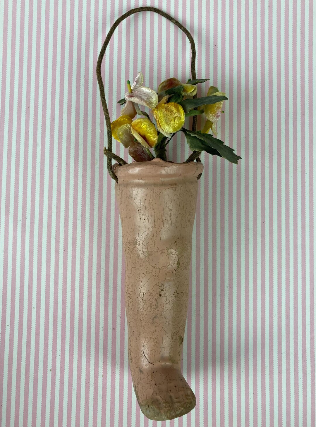 Vintage Folk Art Wall Vase or Wall Hanging, Repurposed Vintage ...