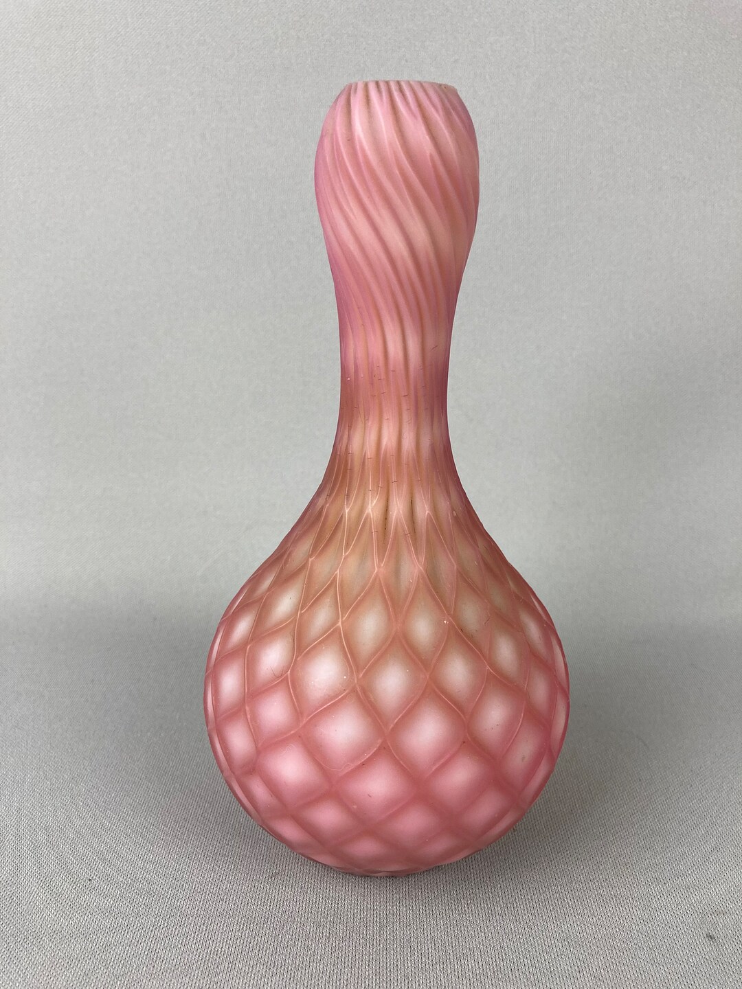 Antique Vase, Mount Washington Quilted, Cased Satinglass, Pink Vase, 7 ...