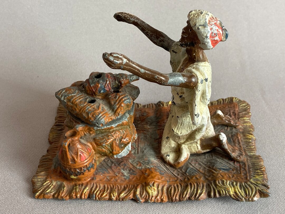 Vintage Georg Heyde Metal Ware Incense Burner, Maghrebi Man Kneeling on ...