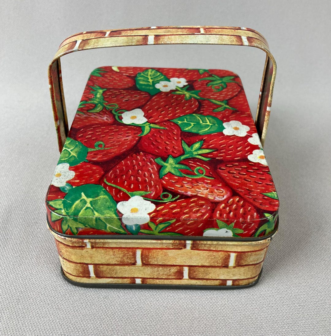 Vintage Tin Lithographed Box, Little Basket With Strawberries and ...
