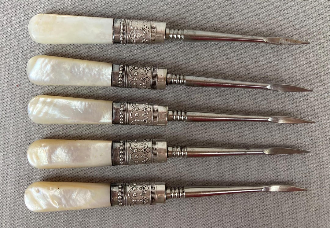 Antique Nut or Seafood Picks, Victorian, With Mother of Pearl Handles ...