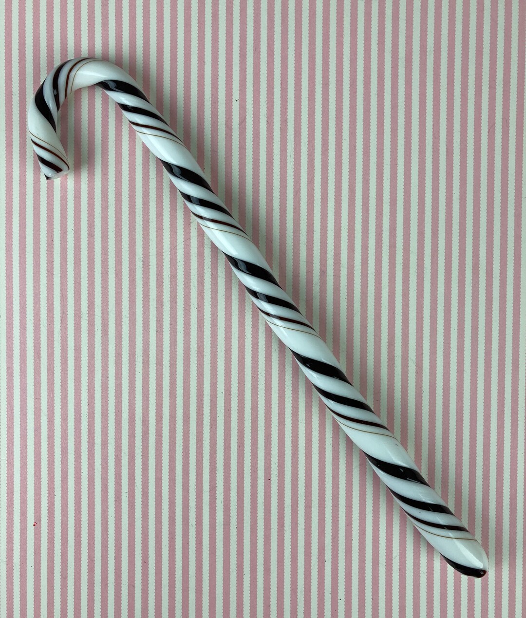 Vintage Artisan Crafted Glass Candy Cane, Dark Red and White ...