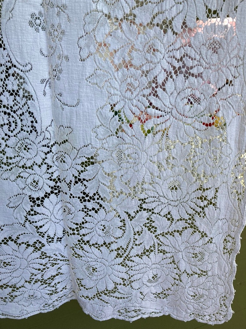 Vintage Quaker Lace Tablecloth off White Picot Edges Floral - Etsy