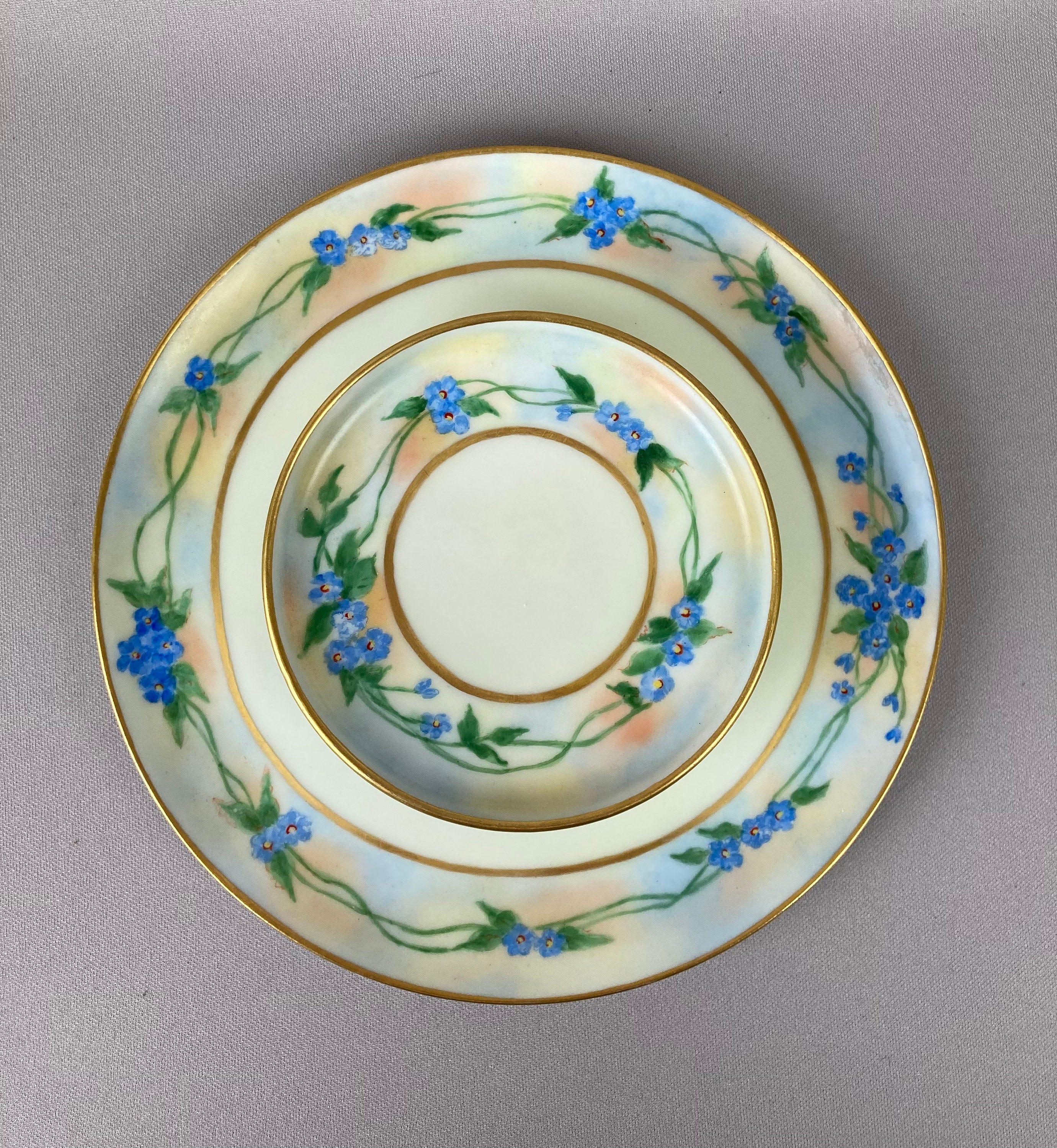 Antique Serving Dish, Tidbit Tray, 2 Tiered, Hand Painted Porcelain ...