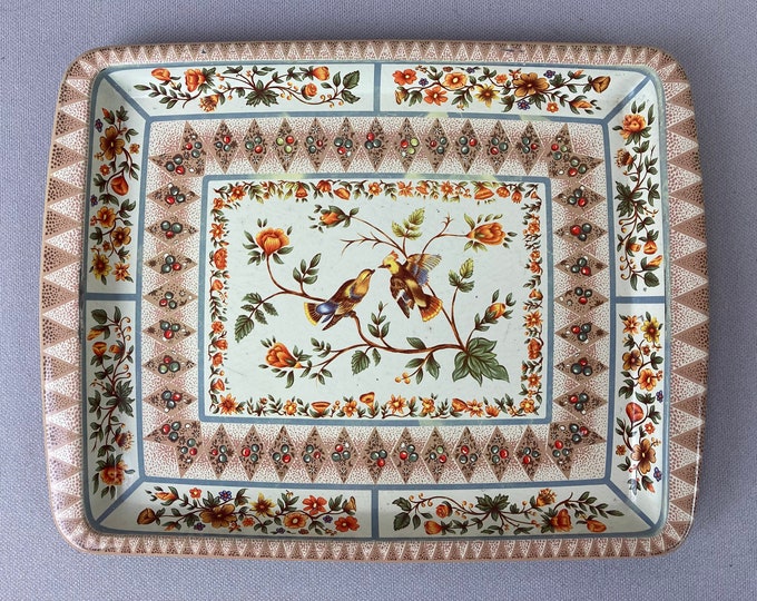 Small Metal Tray, Daher Tray, With Birds, Flowers and Foliage, Measures ...