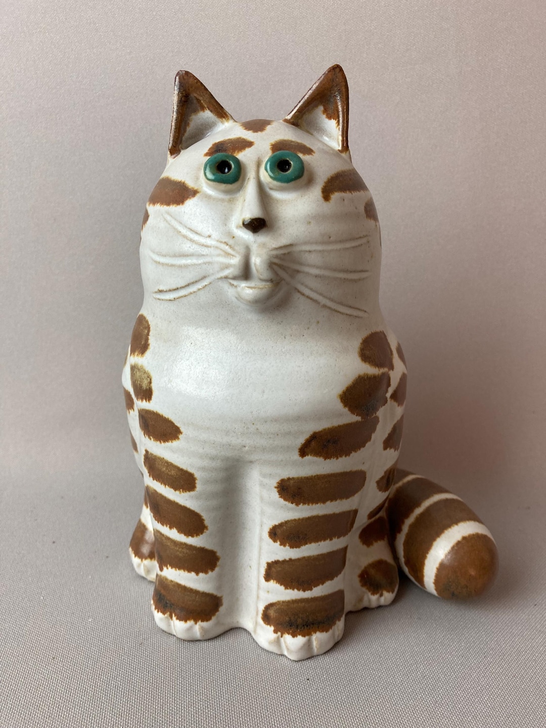 Vintage, Studio Pottery Cat Figurine, Hand Painted With "tabby" Stripes ...