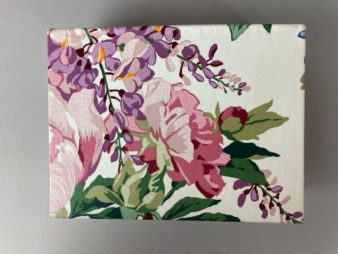 Vintage Jewelry Box, Fabric Covered, Gorgeous Floral Print With Pink ...
