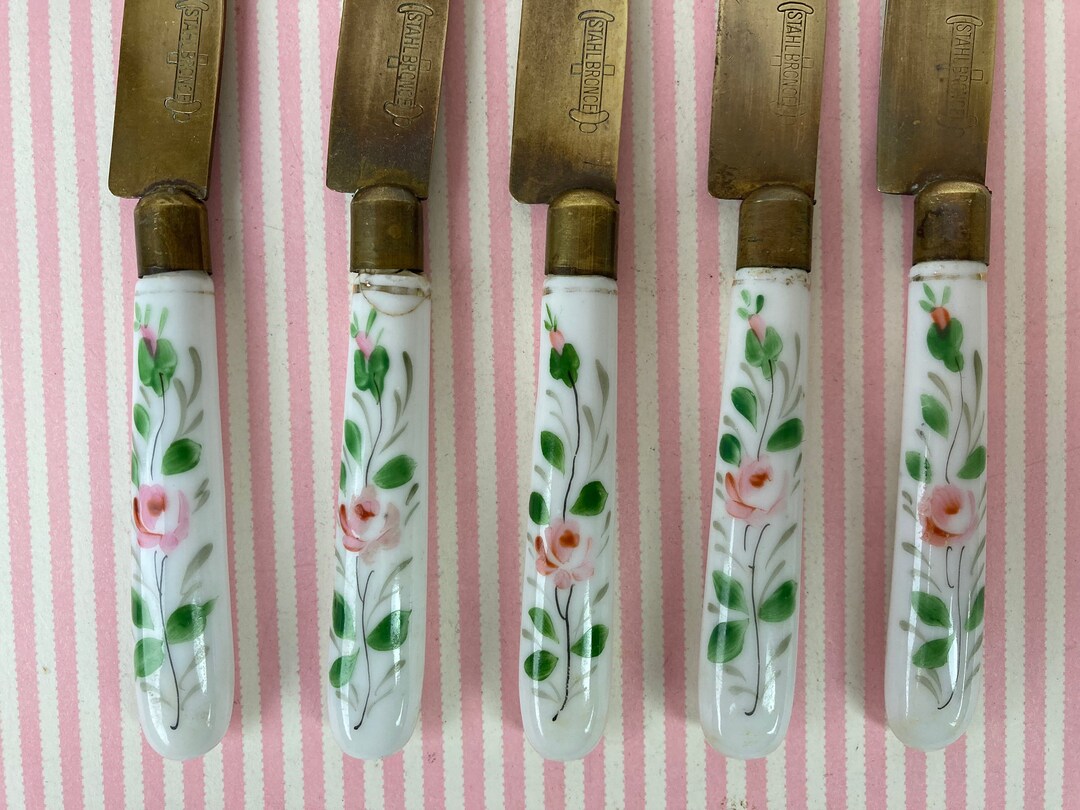 Antique Fruit Knives, Dessert Knives, Set of 5, Stahl Brunce, Made in ...