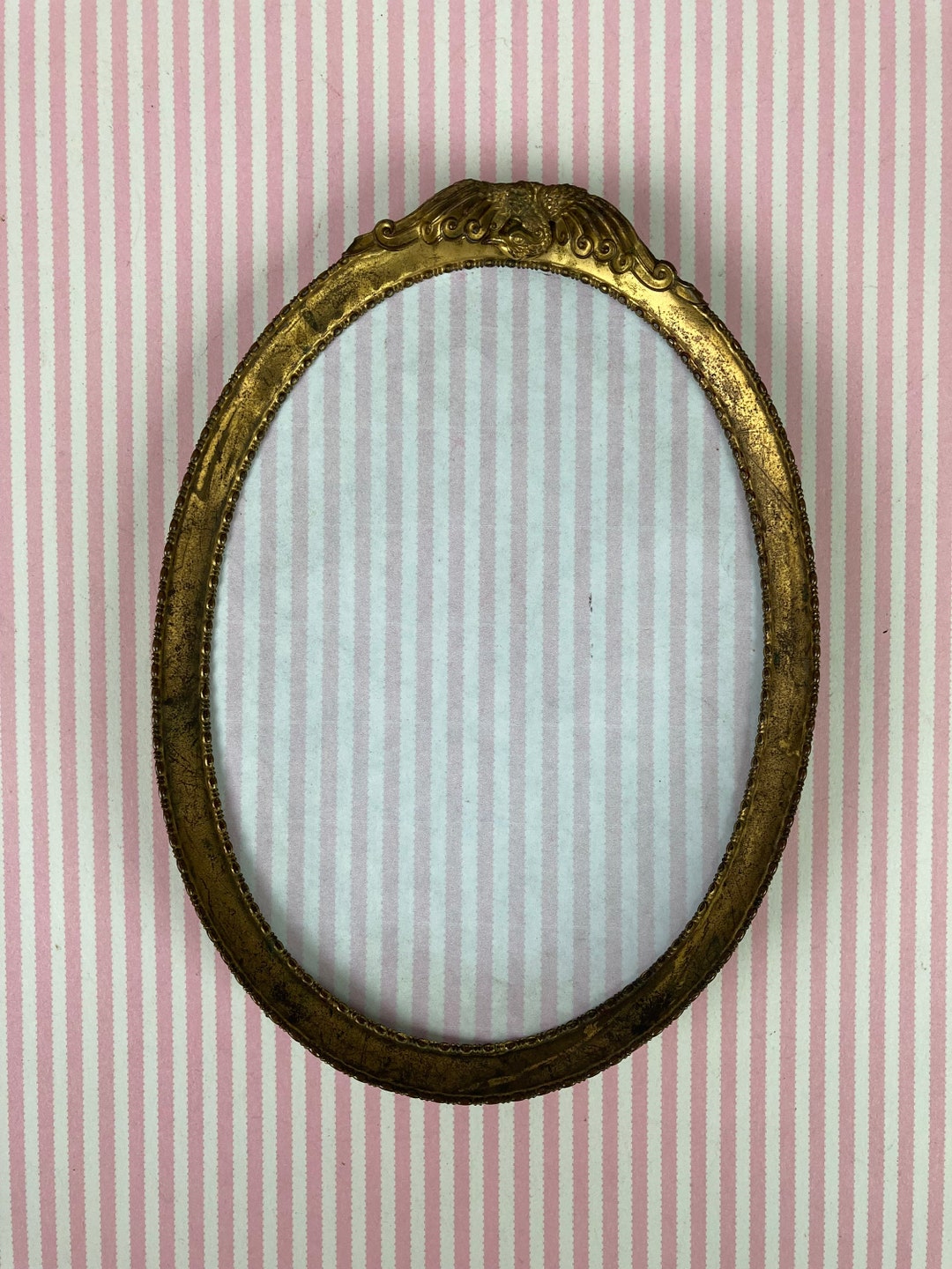 Antique Picture Frame, Oval Metal Frame, Antique Gold-brass Finish ...