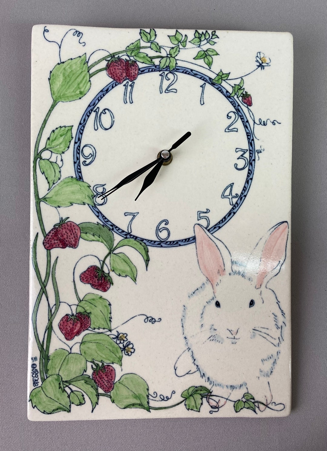 Vintage "santa Barbara Ceramic Design" Wall Clock, Hand Painted, Rabbit ...