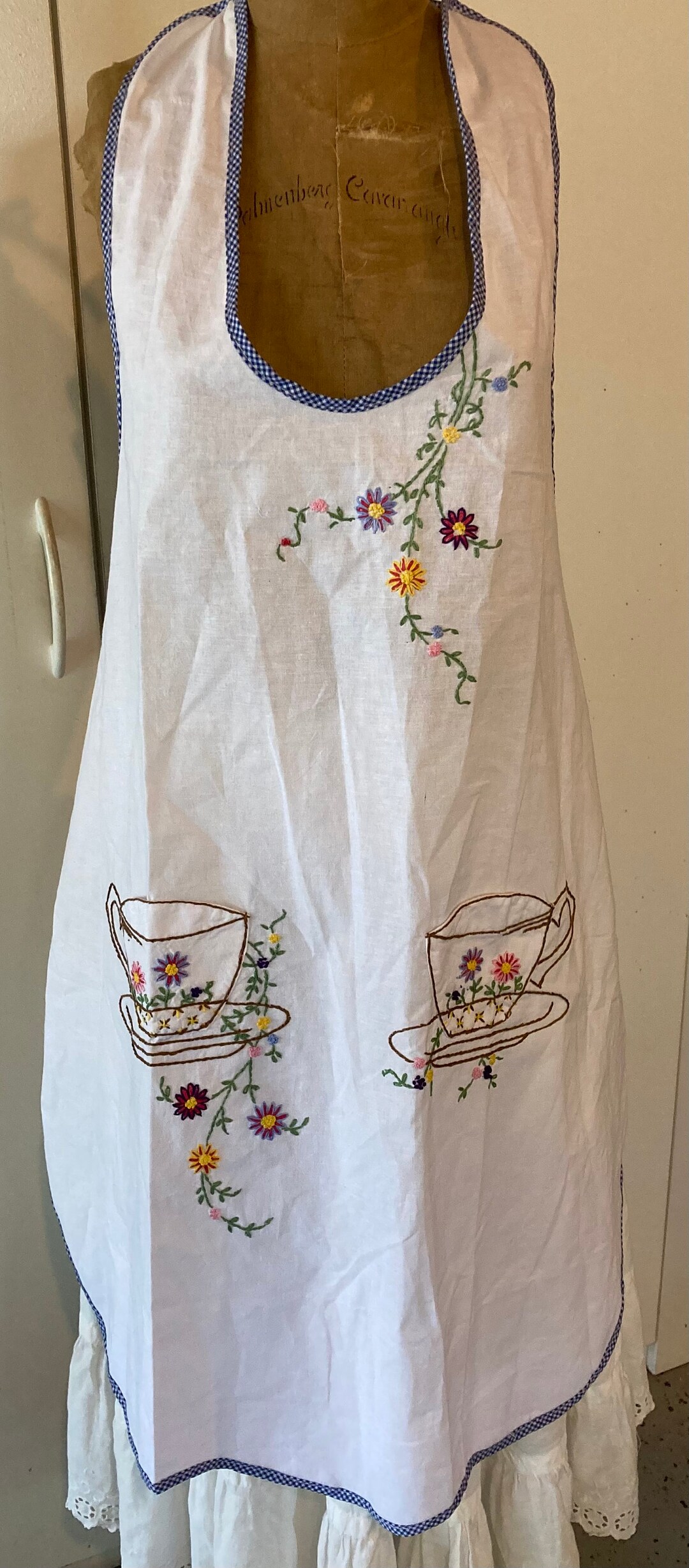 Vintage Full Apron Hand Embroidered With Multi-colored - Etsy