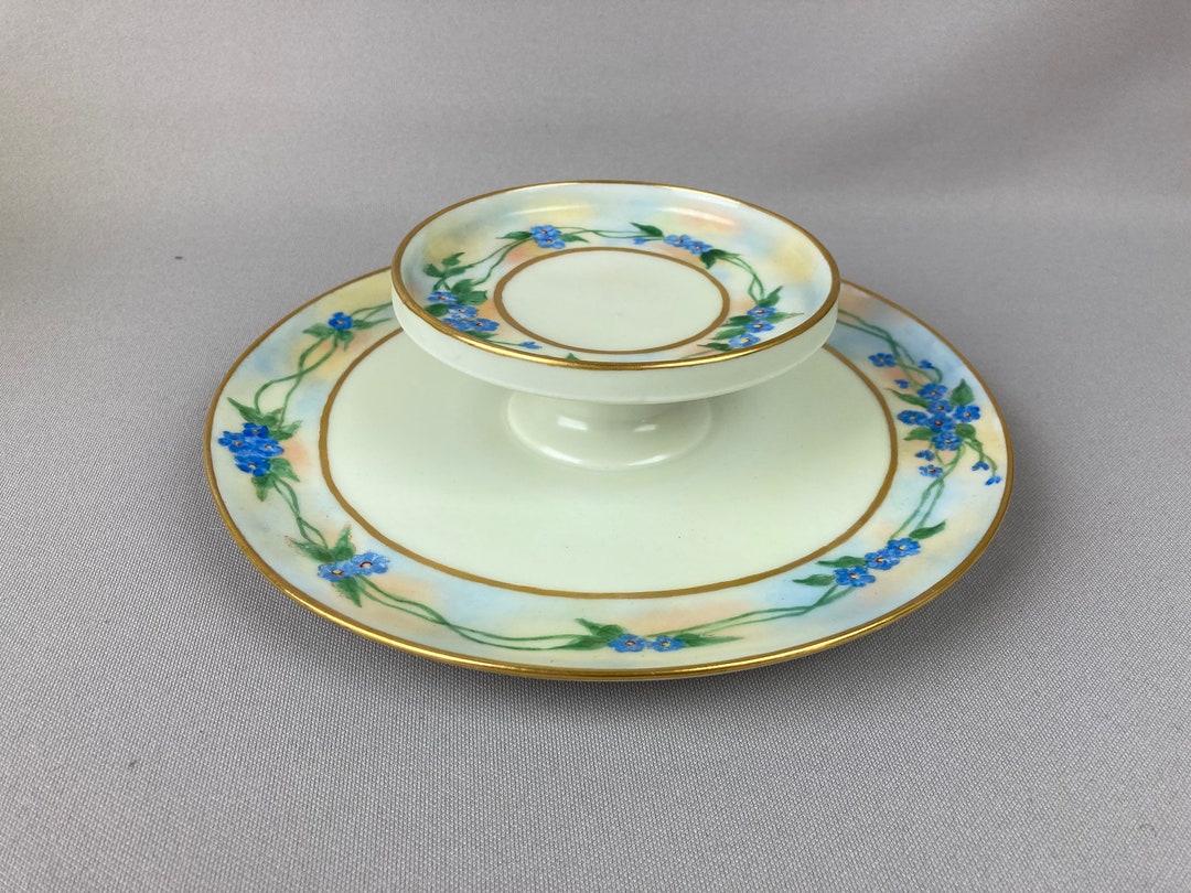 Antique Serving Dish, Tidbit Tray, 2 Tiered, Hand Painted Porcelain ...