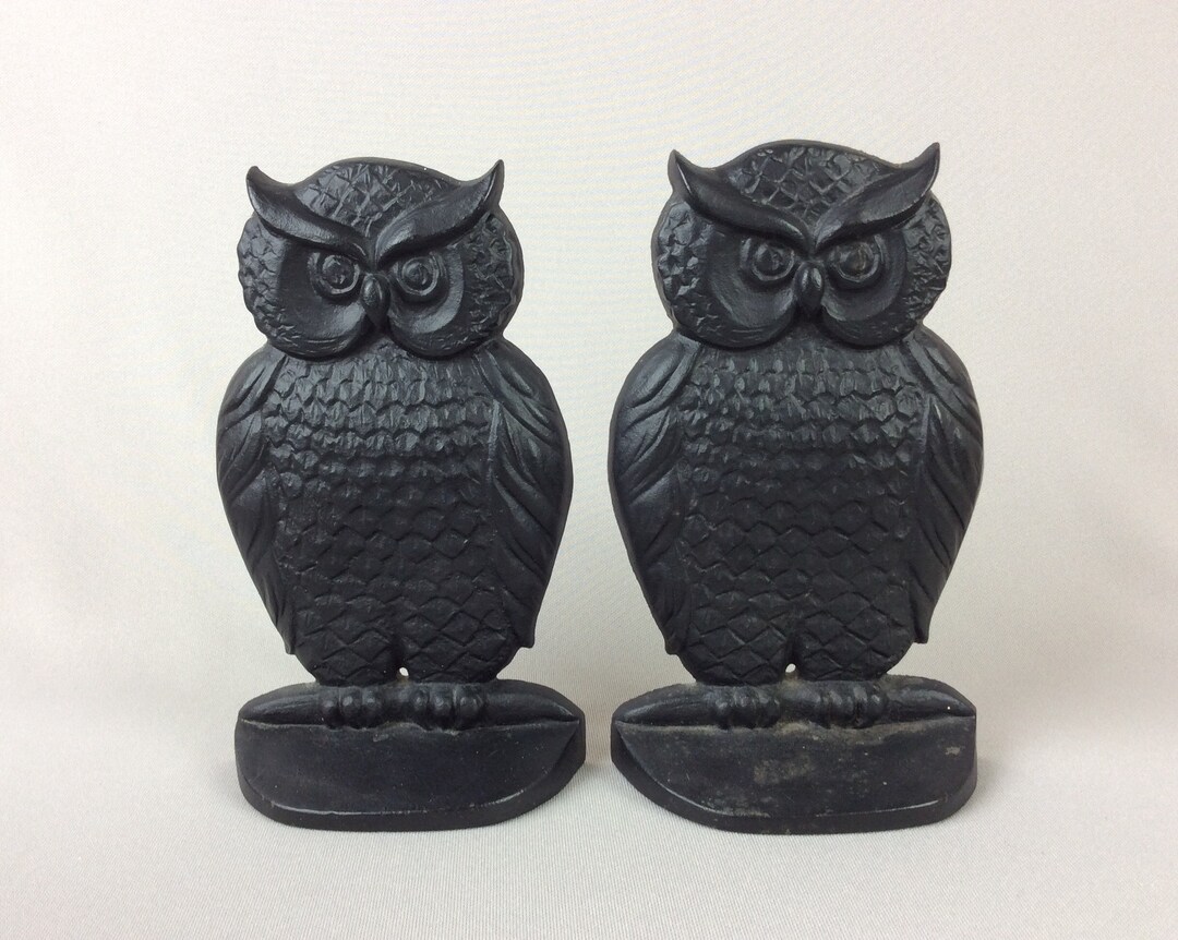 Vintage Bookends, Pair of Bookends, Cast Iron Bookends, Owl Bookends ...