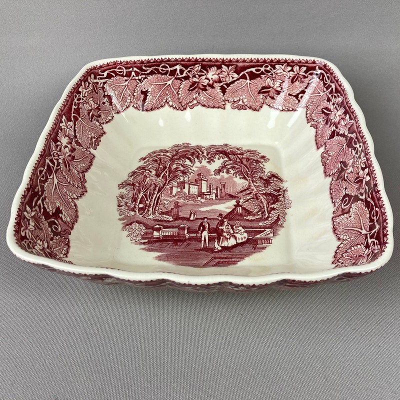 Red Transferware Square - Etsy