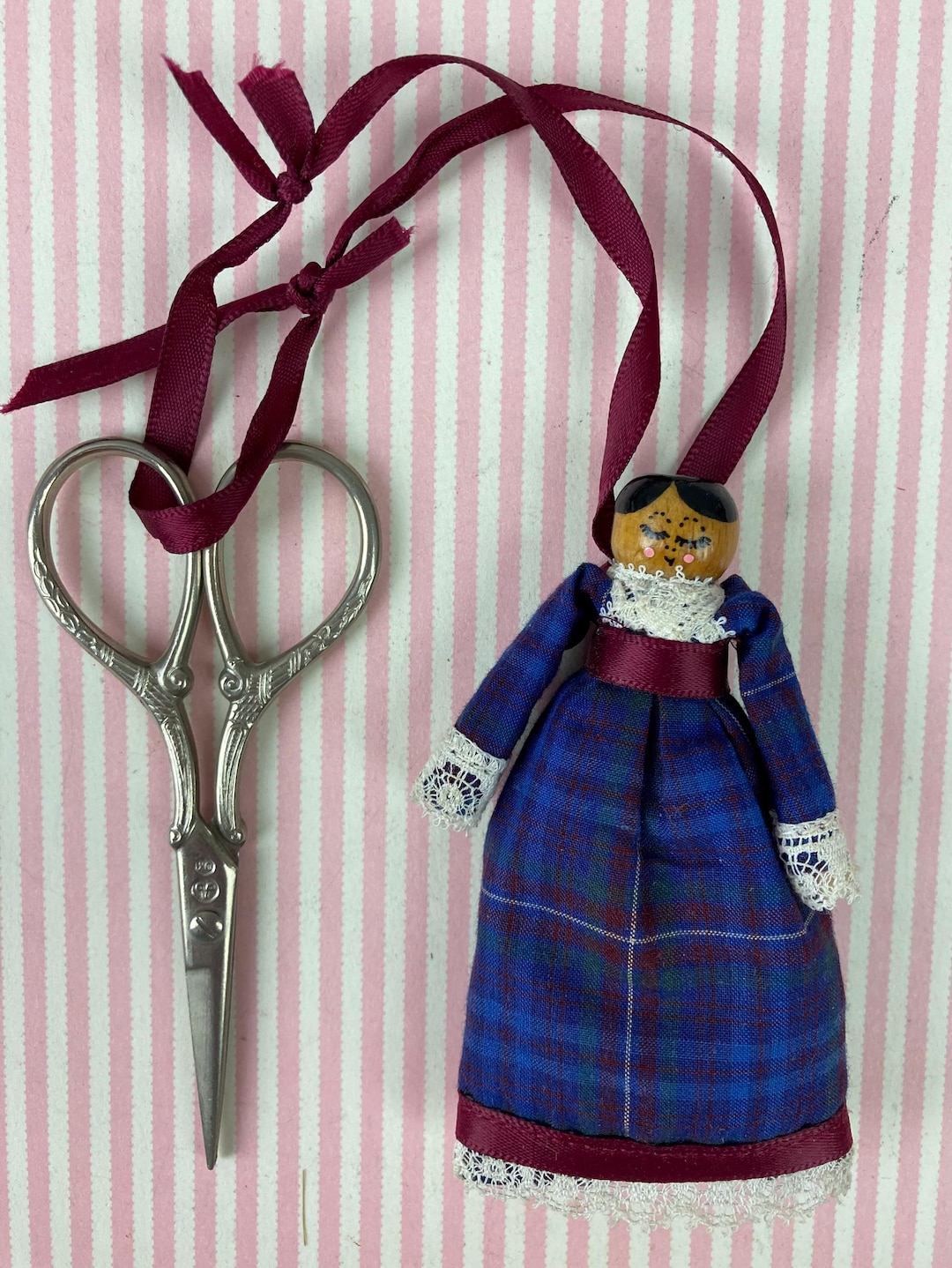 Vintage, Mole End England Peg Doll With Sewing Scissors, Lavender ...