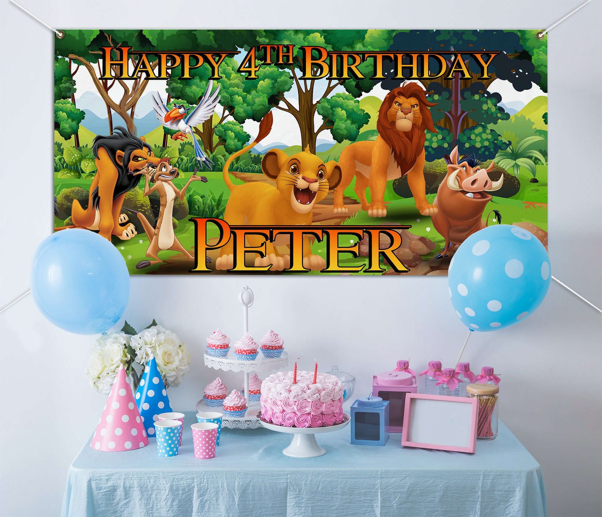 Custom Backdrop Lion King Birthday Decoration, Personalize Nala Simba ...