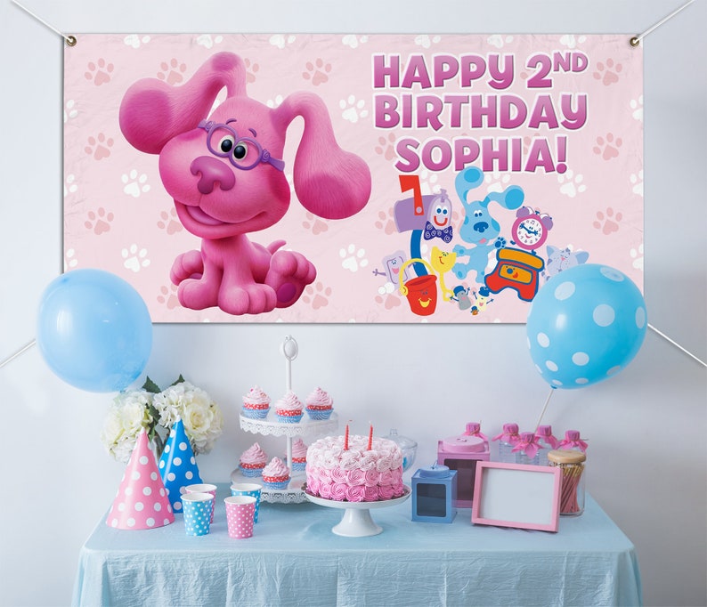 Blues Clues Birthday Backdrop, Blues Clues Personalized Birthday Banner, Personalized Backdrop ...