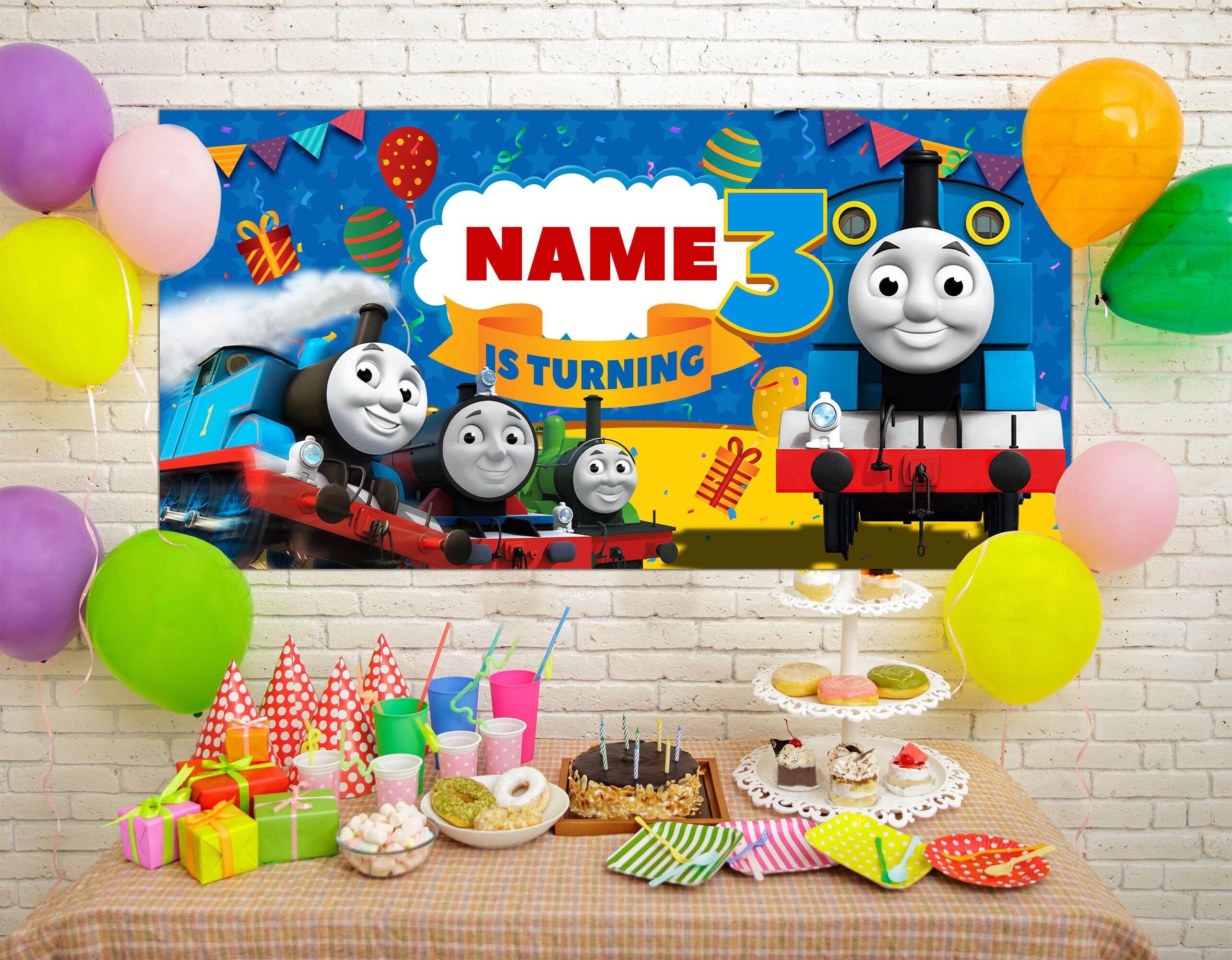 Thomas and Friends Birthday Backdrop, Thomas Train Birthday Banner ...